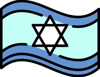 Israel flag icon outline jewish star Royalty Free Vector