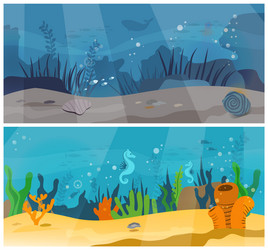 Ocean nature banners set sea dweller deep Vector Image
