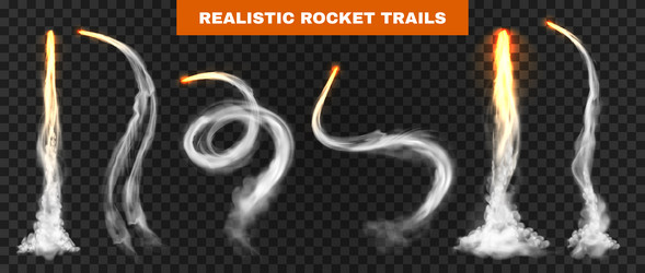 Realistic purple rocket flight trails Royalty Free Vector