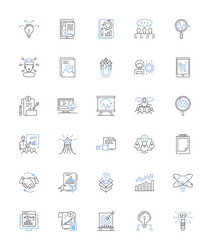 Task system line icons collection productivity Vector Image