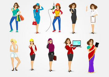 Set of 10 professions Royalty Free Vector Image