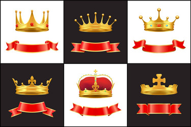 King or queen headwear realistic collection Vector Image