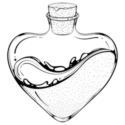 Empty heart shaped vial line art Royalty Free Vector Image