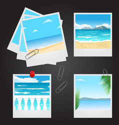 Beach background with set photo frames Royalty Free Vector