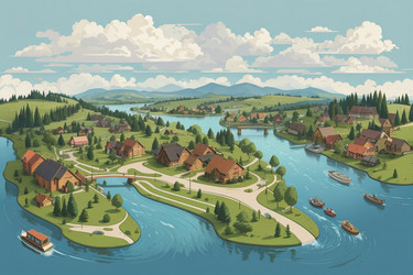 Suburban map in flat style Royalty Free Vector Image