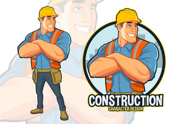 Strong Construction Worker Cartoon