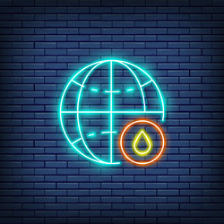 Glowing neon world and global news concept icon Vector Image