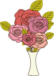 Red roses with music notes Royalty Free Vector Image