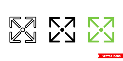Expand icon 3 types isolated sign Royalty Free Vector Image