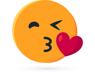 Round yellow emoji in flat style Royalty Free Vector Image