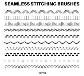 Seamless sewing stitch brush set different types Vector Image