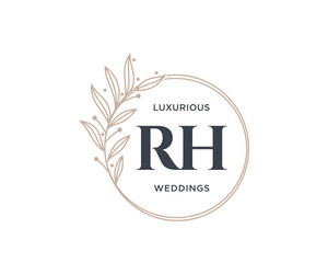 Rh initials letter wedding monogram logos Vector Image