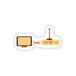 Paper sticker computer connection wi fi modem Vector Image