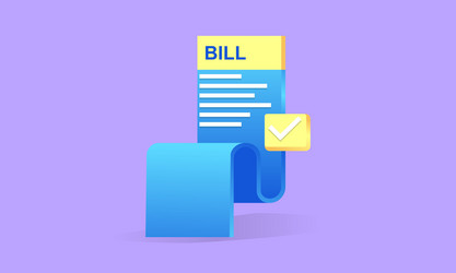 3d render of paper bill transaction receipt online