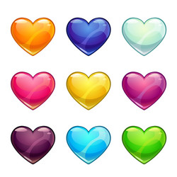 Cartoon colorful glossy hearts Royalty Free Vector Image