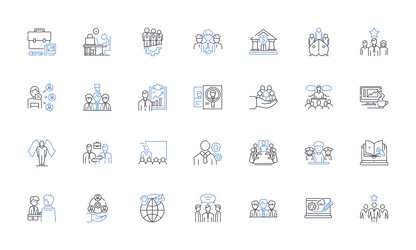 Authority system governmental line icons Vector Image