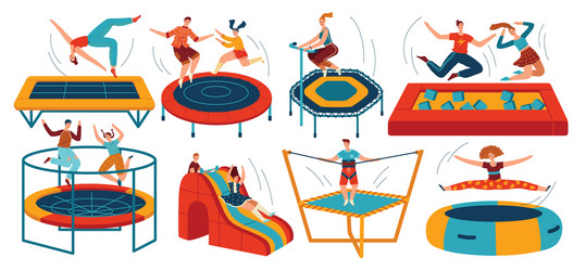 Jumping kids cartoon children playing and jump Vector Image