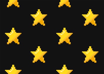 Pixel art gold star seamless pattern 8-bit retro Vector Image