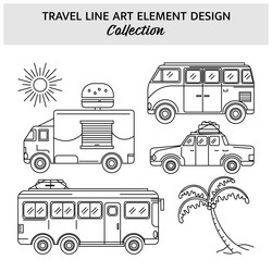 Set of travel line art element template design Vector Image