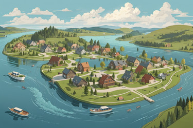 Suburban map in flat style Royalty Free Vector Image