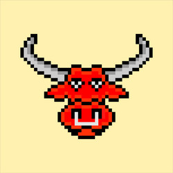 Bull head with pixel art Royalty Free Vector Image