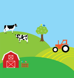 Farm horizontal landscape scene with animals Vector Image