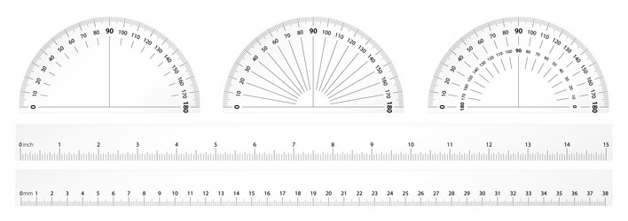 Degree protractor and ruler scales for measuring Vector Image