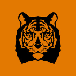Tiger face flat style front Royalty Free Vector Image