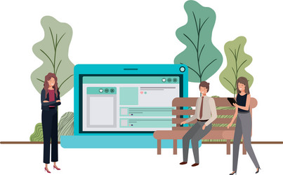 Group people business with laptop computer Vector Image