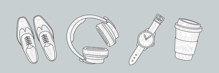 Personal belonging and stuff hand drawn sketch Vector Image