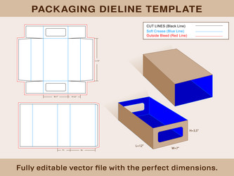 French fry box dieline template Royalty Free Vector Image
