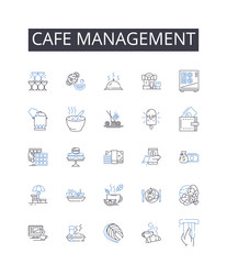 Cafe management line icons collection restaurant Vector Image