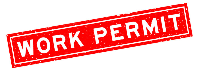 Grunge blue work permit word square rubber seal Vector Image