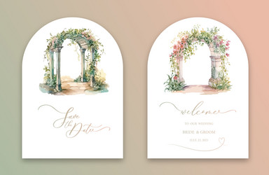 Wedding arch invitation with calligraphy Vector Image