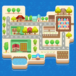 Cartoon map with city road and funny maze game Vector Image