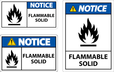 Notice hazardous signs flammable solid on white Vector Image