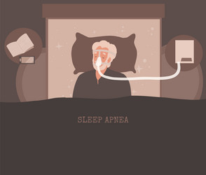 Woman in mask sleeping with cpap sleep apnea Vector Image