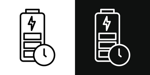 Battery time icon set mobile charging Royalty Free Vector
