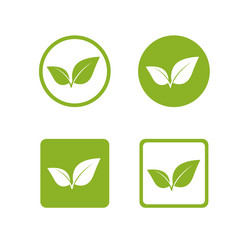 Organic icons with green leaves bio Royalty Free Vector