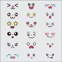 Set of cute faces different Royalty Free Vector Image