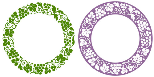 Grape circle frame round black bunches Royalty Free Vector