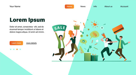 Customers celebrating sale Royalty Free Vector Image