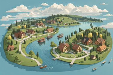 Suburban map in flat style Royalty Free Vector Image