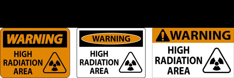 Caution high radiation area sign on white Vector Image