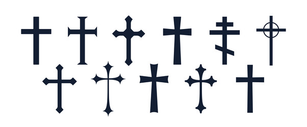 Collection christian religious cross Royalty Free Vector