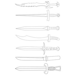 Isolated edged weapon sword saber contour Vector Image