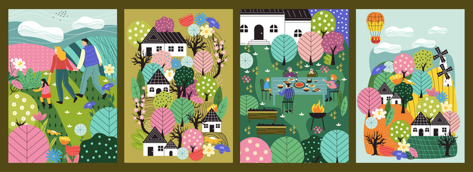 Posters with nature landscape Royalty Free Vector Image