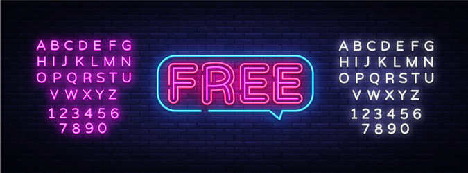 Free entry neon text design template Royalty Free Vector