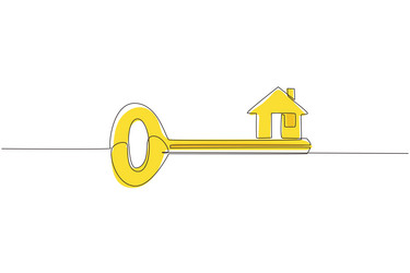 Old key house icon logo yellow antique Royalty Free Vector