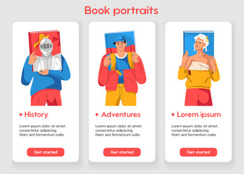 Template design for mobile app page with book Vector Image